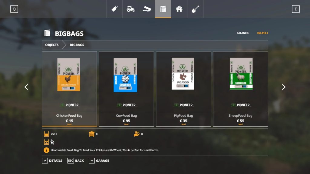 Big Pioneer Animal Food Bag Pack v1.0 FS19 | Landwirtschafts Simulator ...